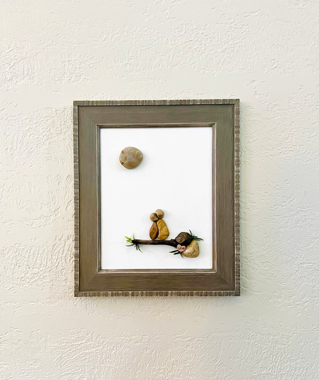 Anniversary Rock Couple Rock Art, Love Couple, Framed Stone Pebble Art ...