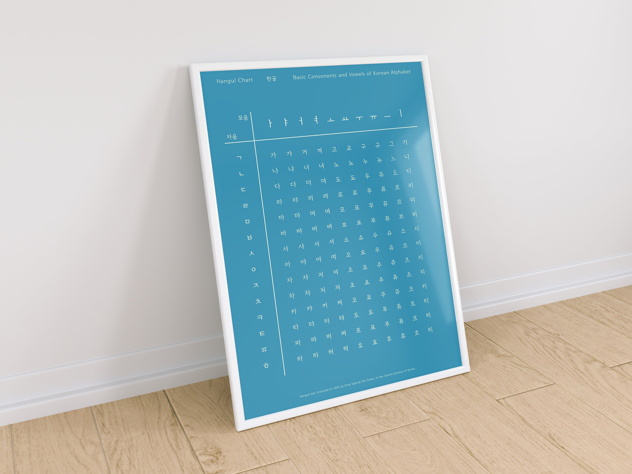 Korean Alphabet Poster, Printable Hangul Poster, Hangul Consonant and ...
