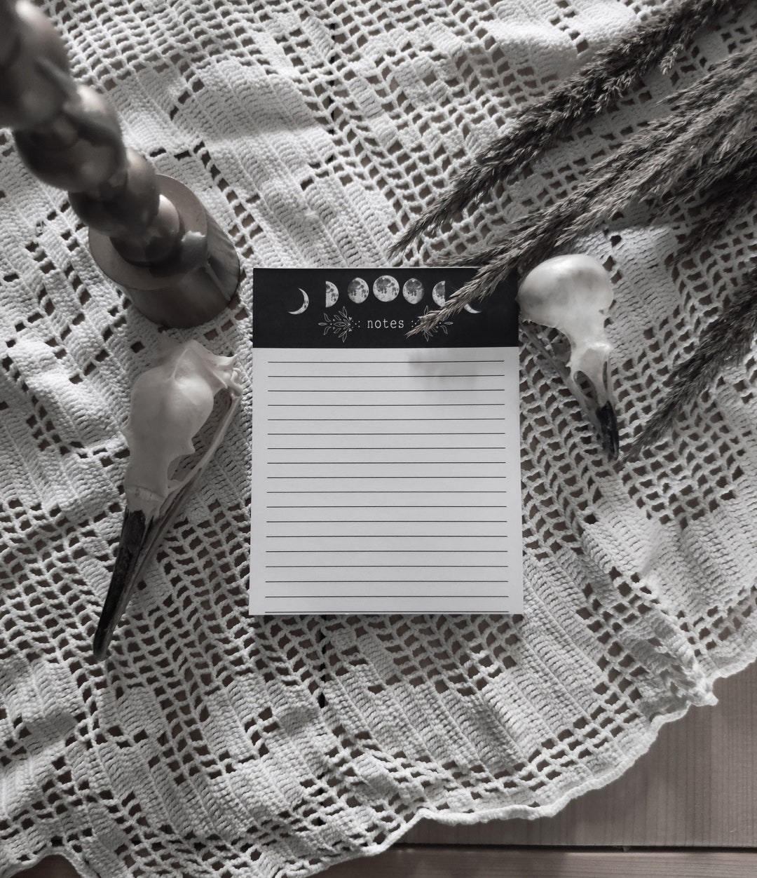 Moon Phase Notepad, Black and White With Ornamental Decoration - Etsy