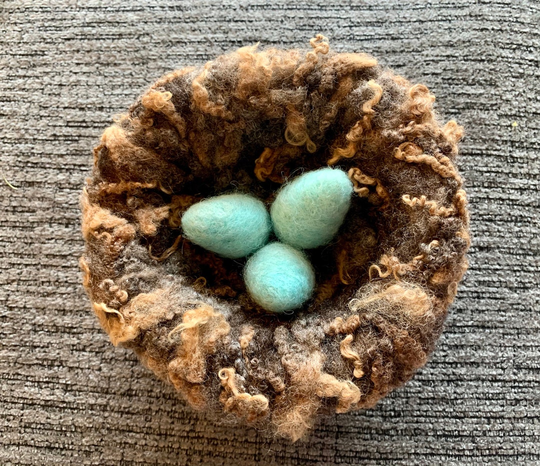Handmade Needle Felted Wool Bird's Nest With Eggs - Etsy
