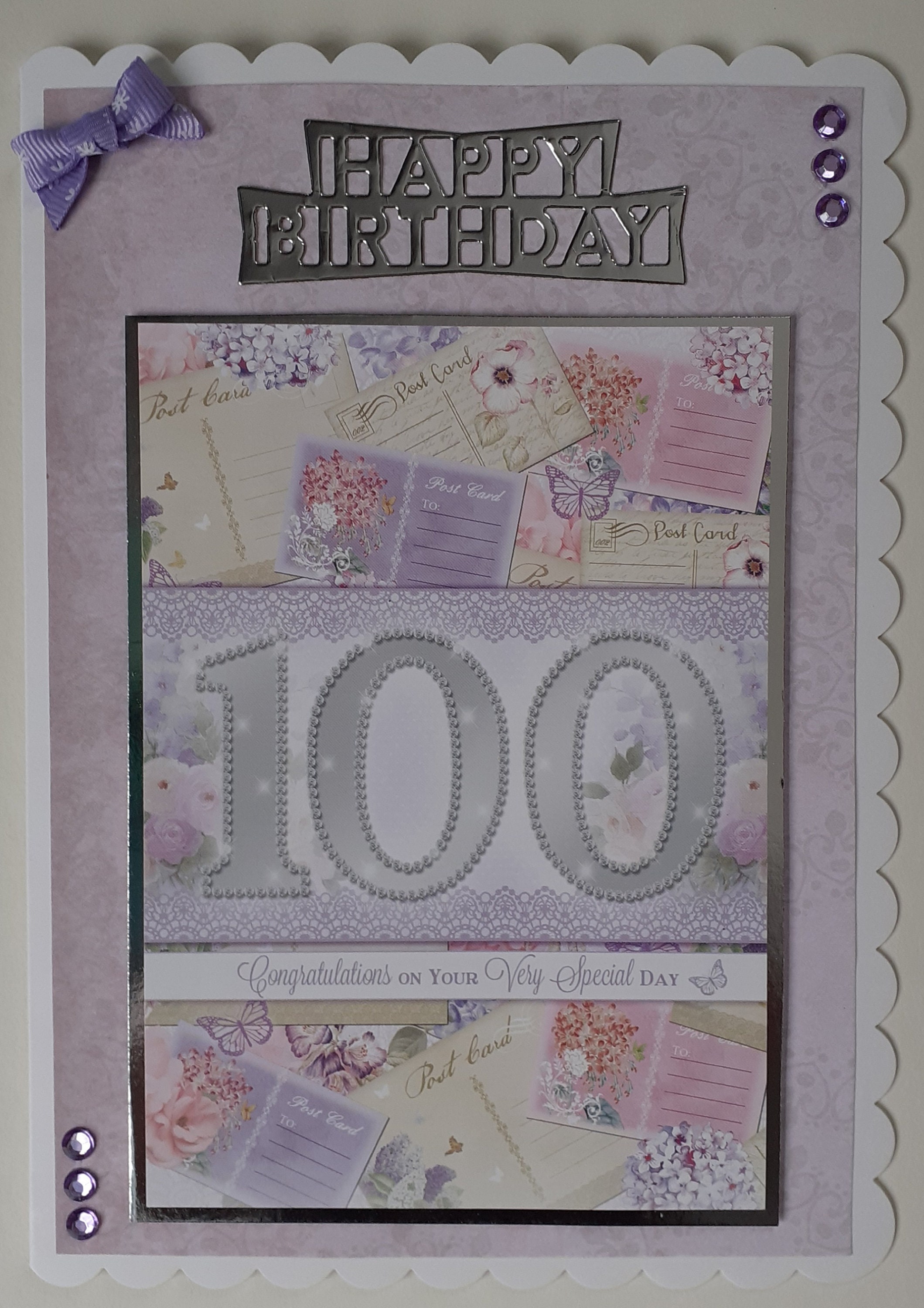 Handmade 100th Birthday Card - Etsy