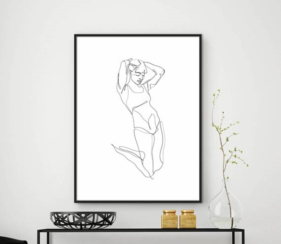 Set of 2 Prints ,body Line Printable, Female Body Line Art Print ...