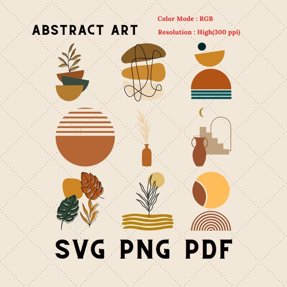 9 files of Abstract art design SVG Abstract Botanical | Etsy