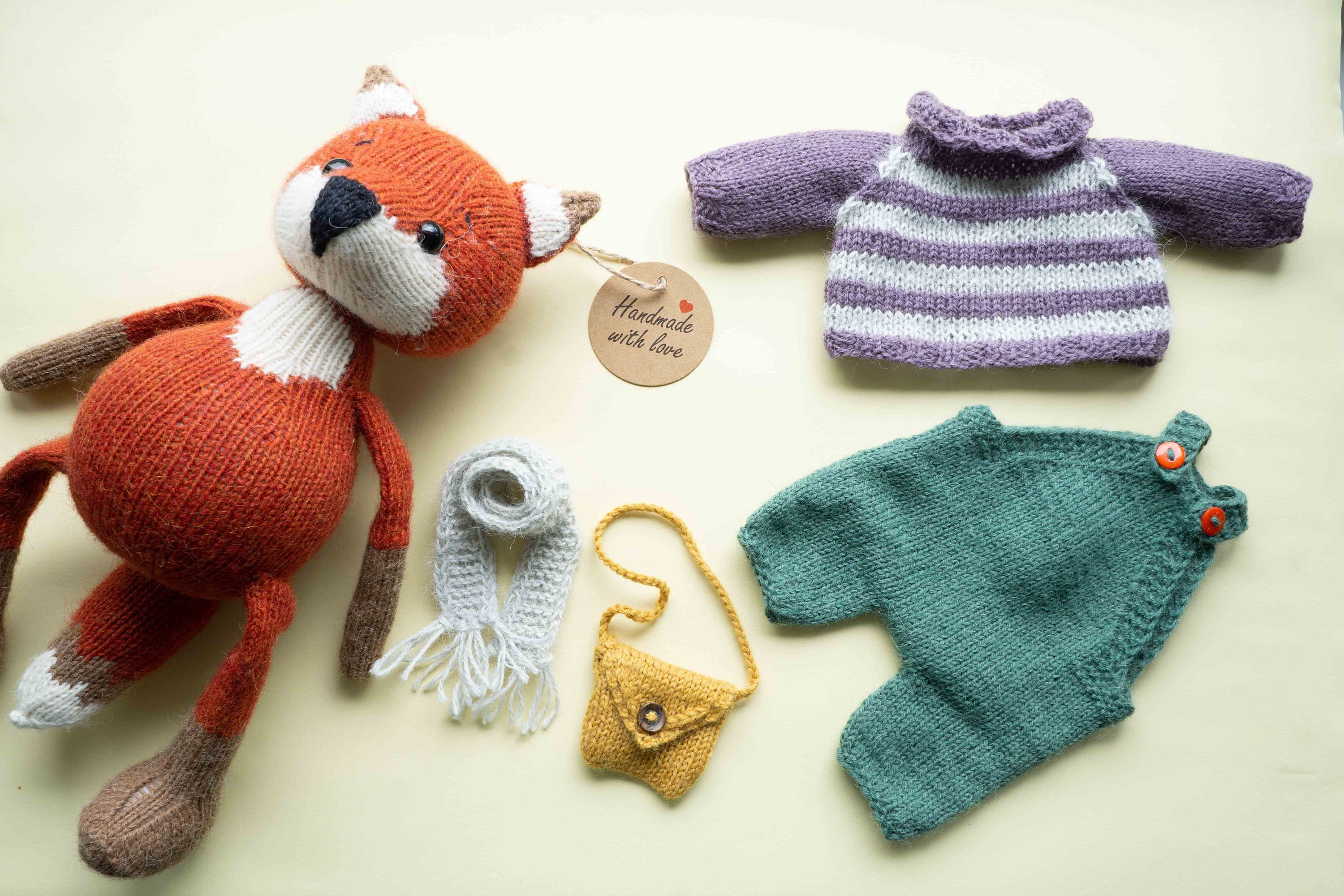 Knit Fox Stuffed Animal With Clothes Soft Toy With Outfit Amigurumi Fox ...