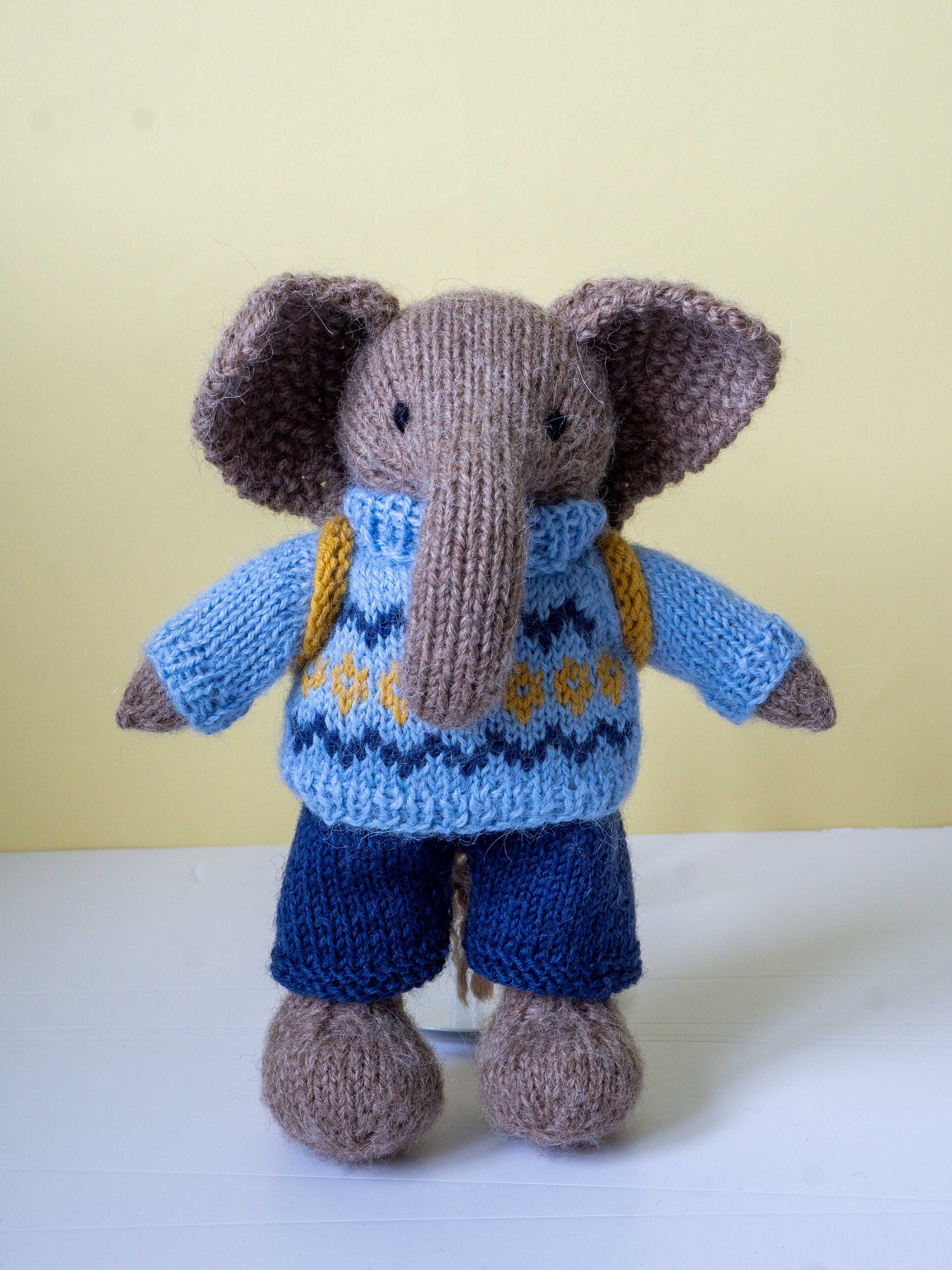 Knit Elephant Plush Animal With Clothes Soft Toy With Outfit Amigurumi ...