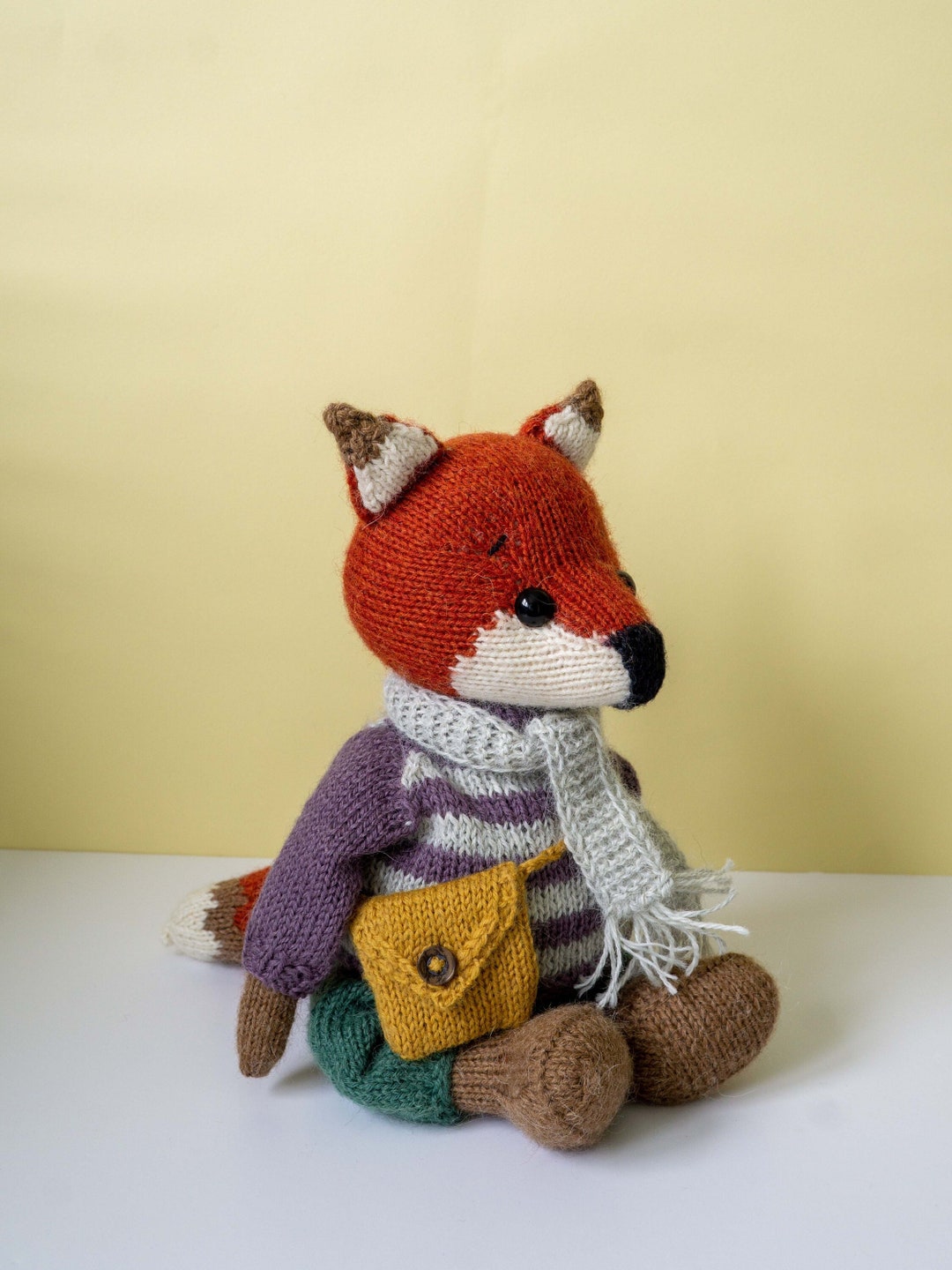 Knit Fox Stuffed Animal With Clothes Soft Toy With Outfit Amigurumi Fox ...