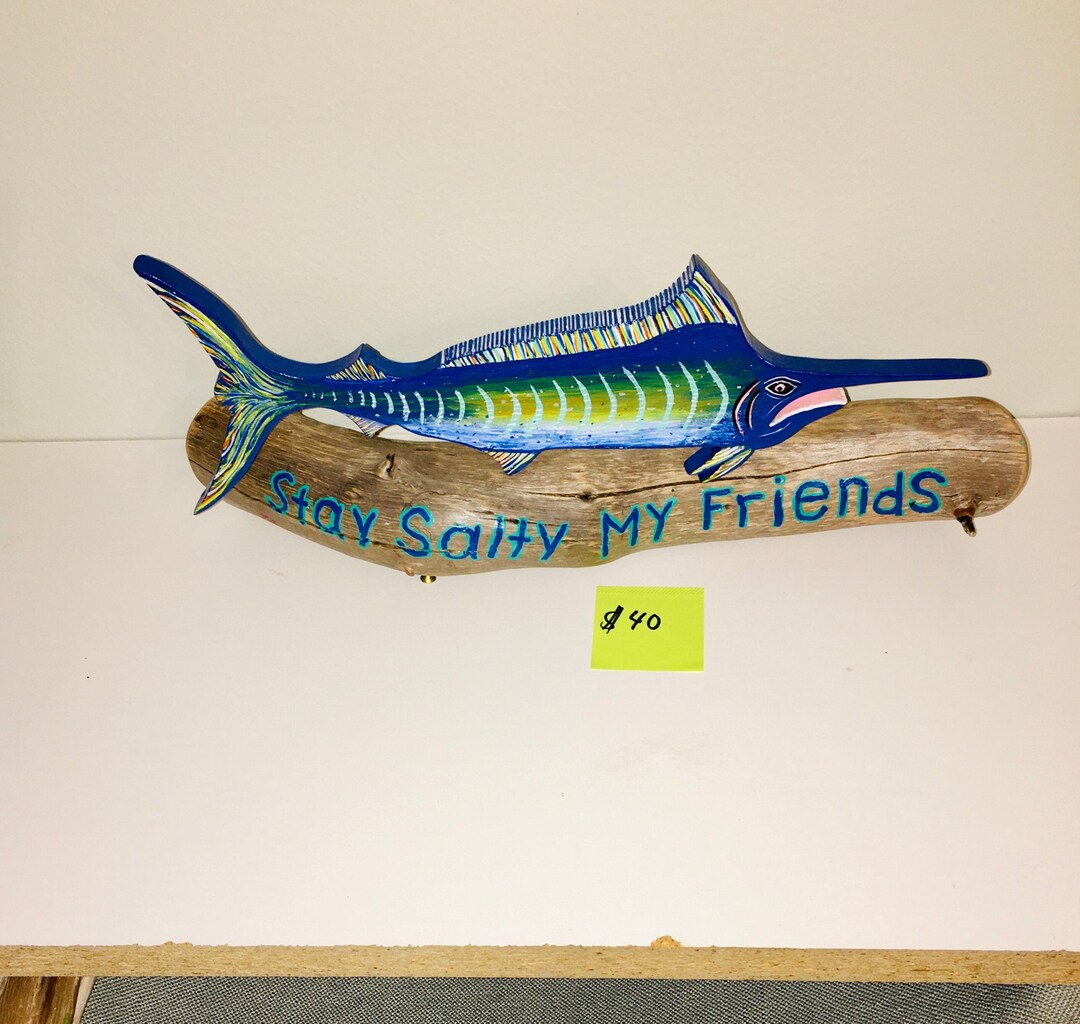 Swordfish Mounted on Driftwood, Hand Cut, Hand Painted, Beach Décor - Etsy