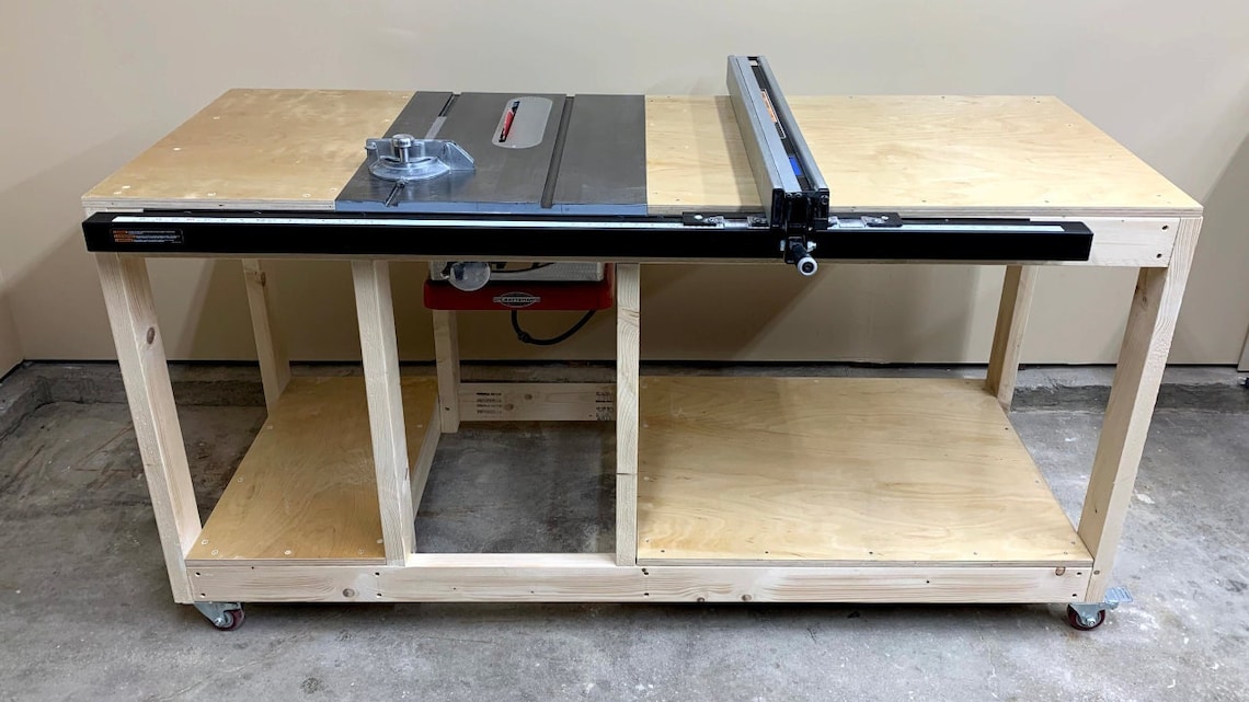 Mobile Workbench With Integrated Saw | DIY Plans - Etsy