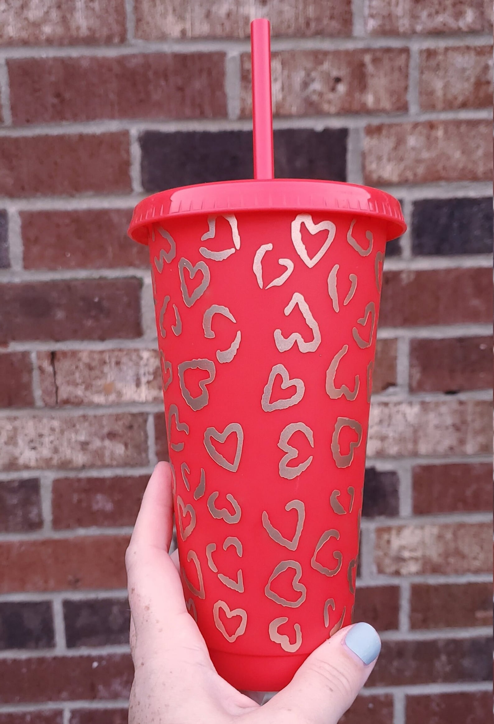 24 Oz Valentine's Day Heart Lepoard Print Cold Cups Love - Etsy