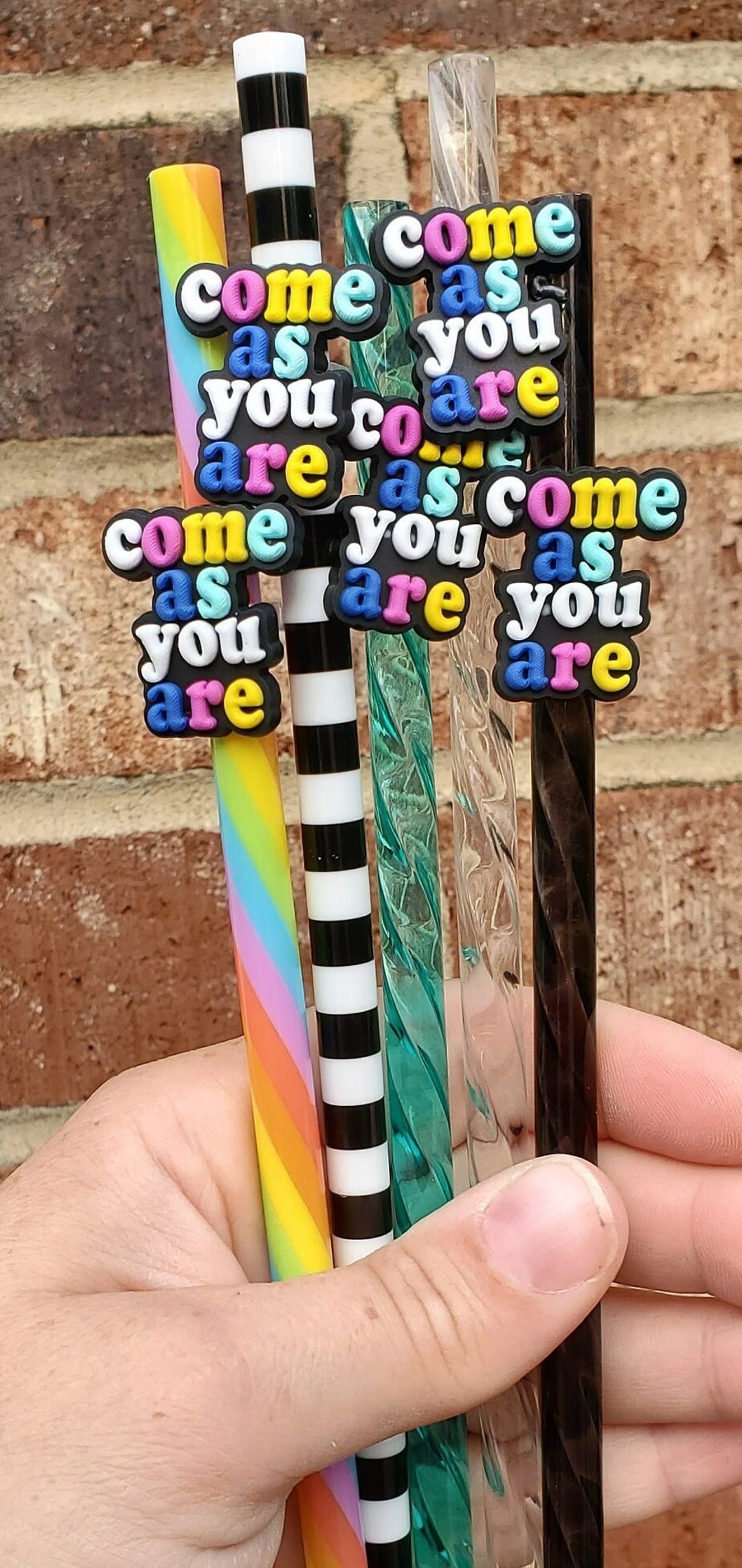 Come as You Are Pride Straw Charm | Cup Accessories | Gift - Etsy