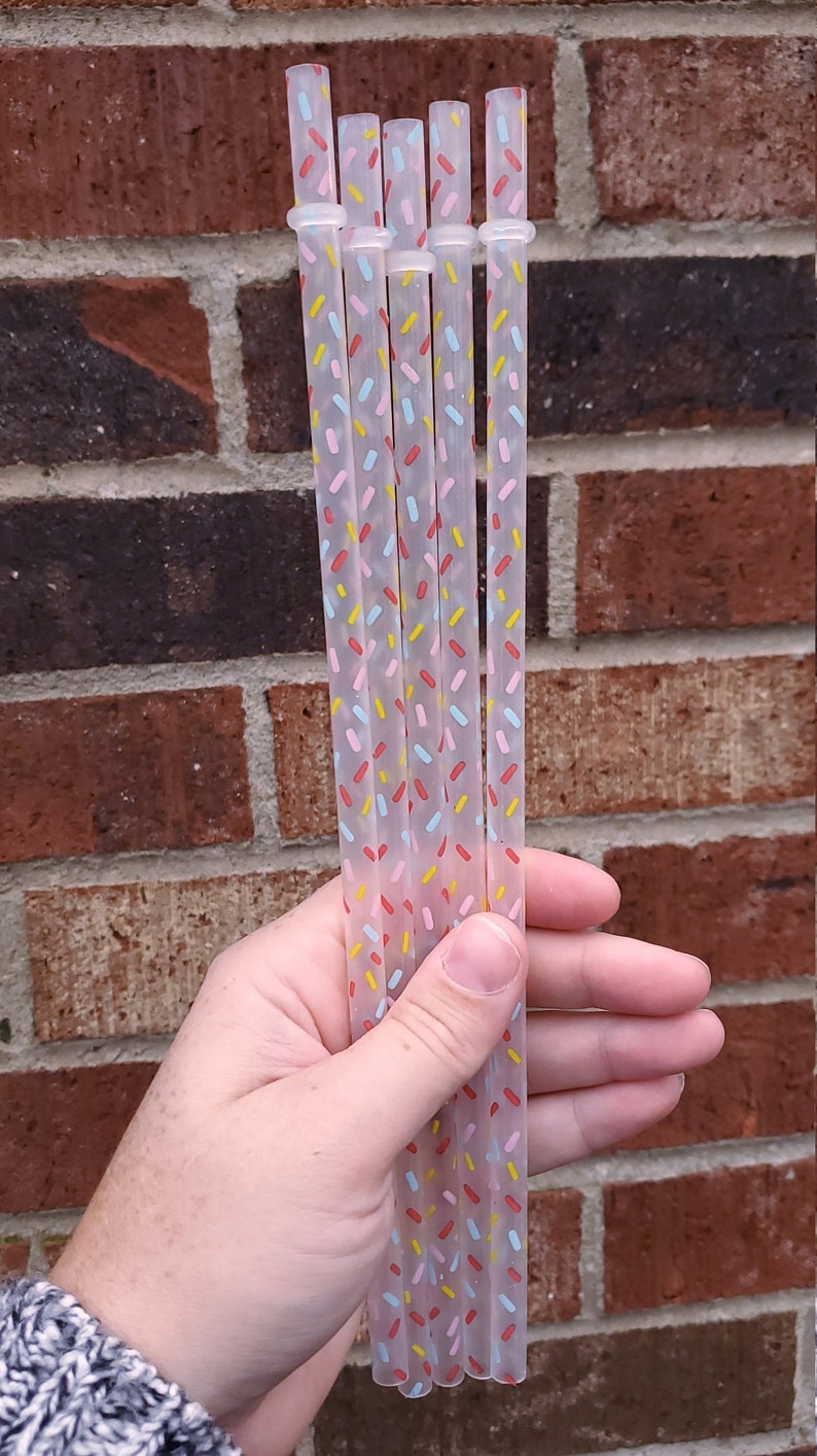 10 Inch Plastic Straw With Sprinkles - Etsy