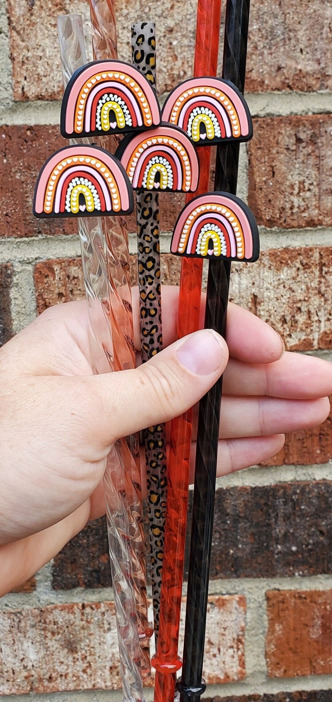 Boho Rainbow Straw Charm | Cup Accessories | Gift - Etsy