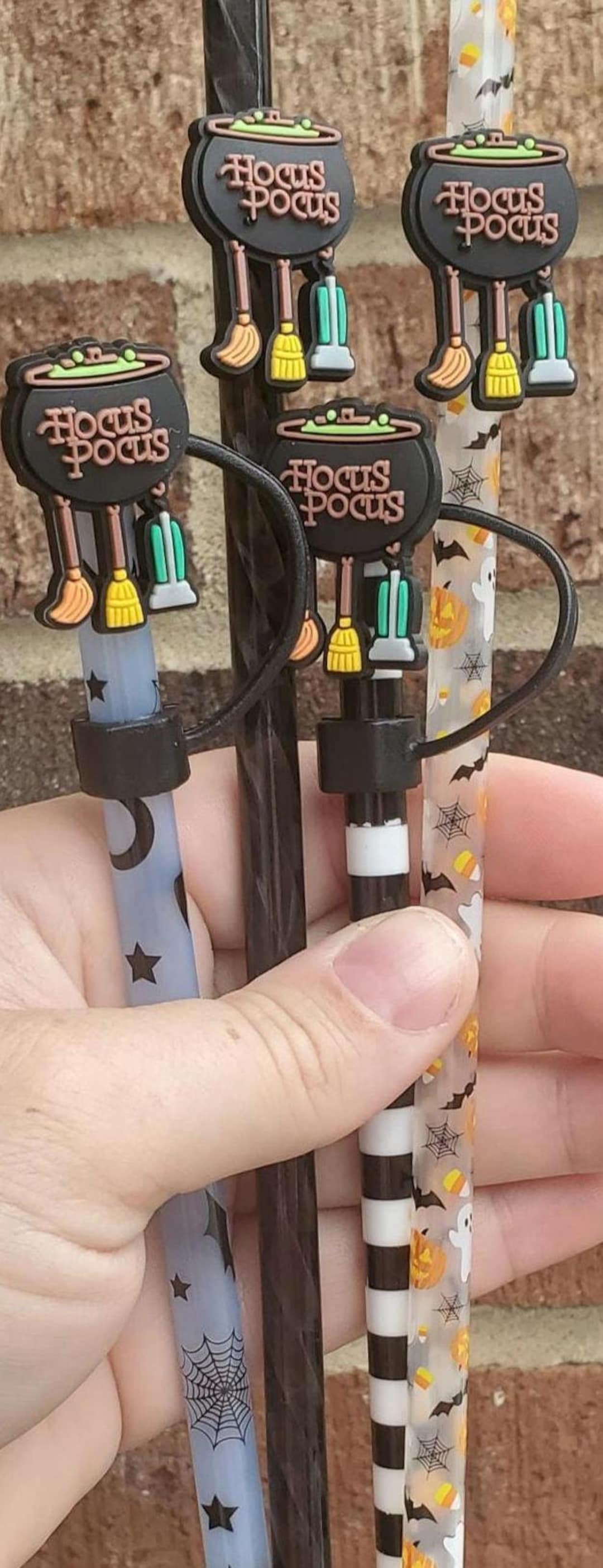 Hocus Pocus Inspired Cauldron and Brooms Straw Charm or Topper | Cup ...