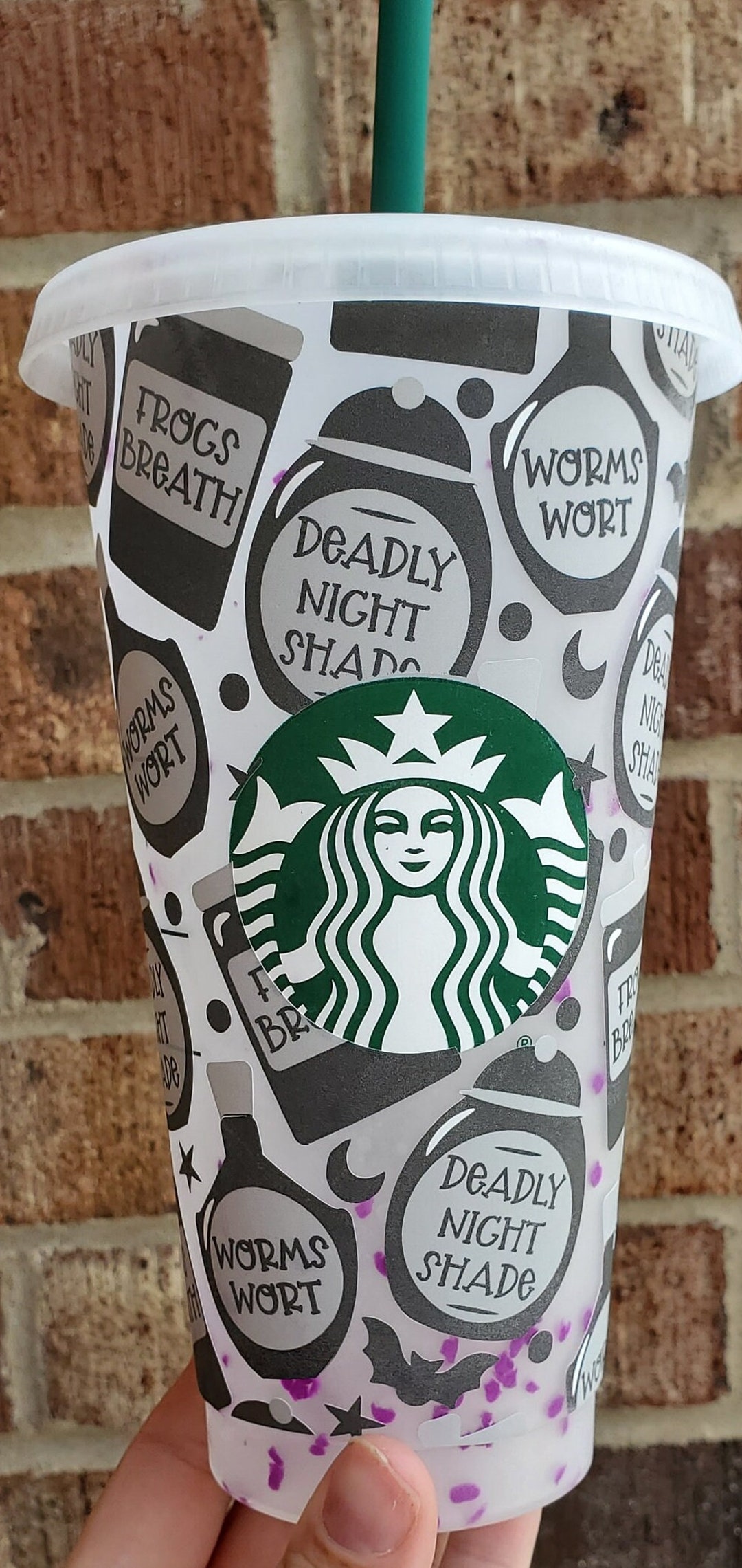 24 Ounce Starbucks Purple Confetti Cold Cup With Halloween Potion ...