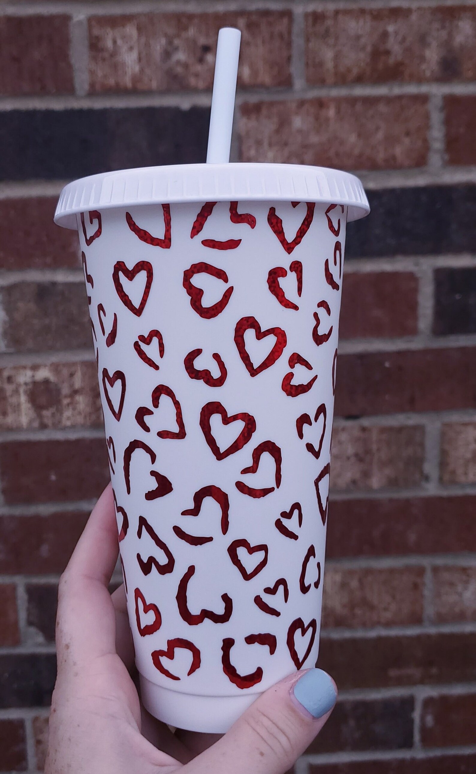 24 Oz Valentine's Day Heart Lepoard Print Cold Cups Love - Etsy