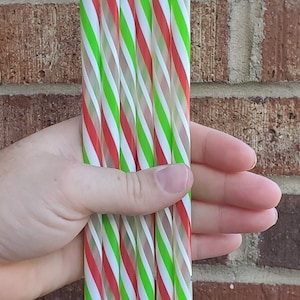 12 Inch Plastic Red, Green and White Candy Cane Striped Christmas ...
