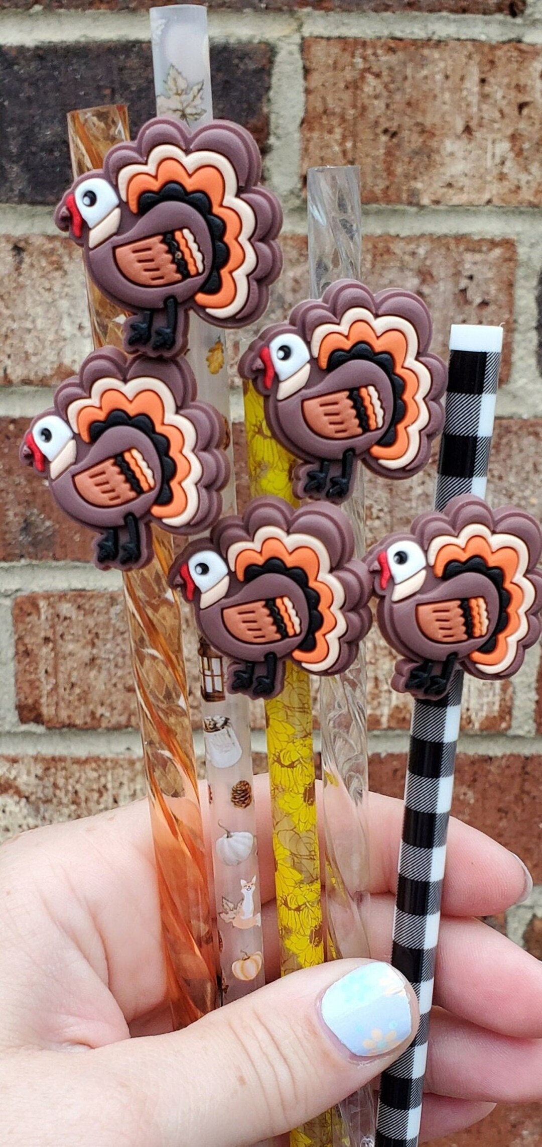 Turkey/thanksgiving Straw Charm Cup Accessories Gift - Etsy