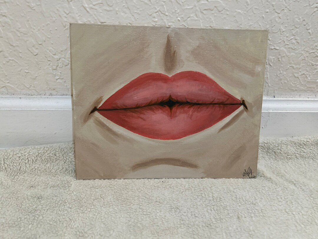 Lips Acrylic Painting - Handmade - Etsy