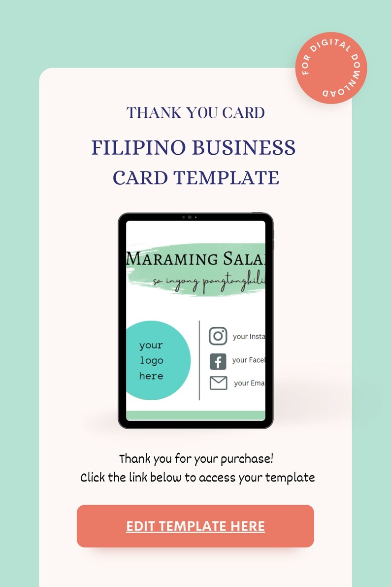 Maraming Salamat Business Thank You Card Template - Etsy
