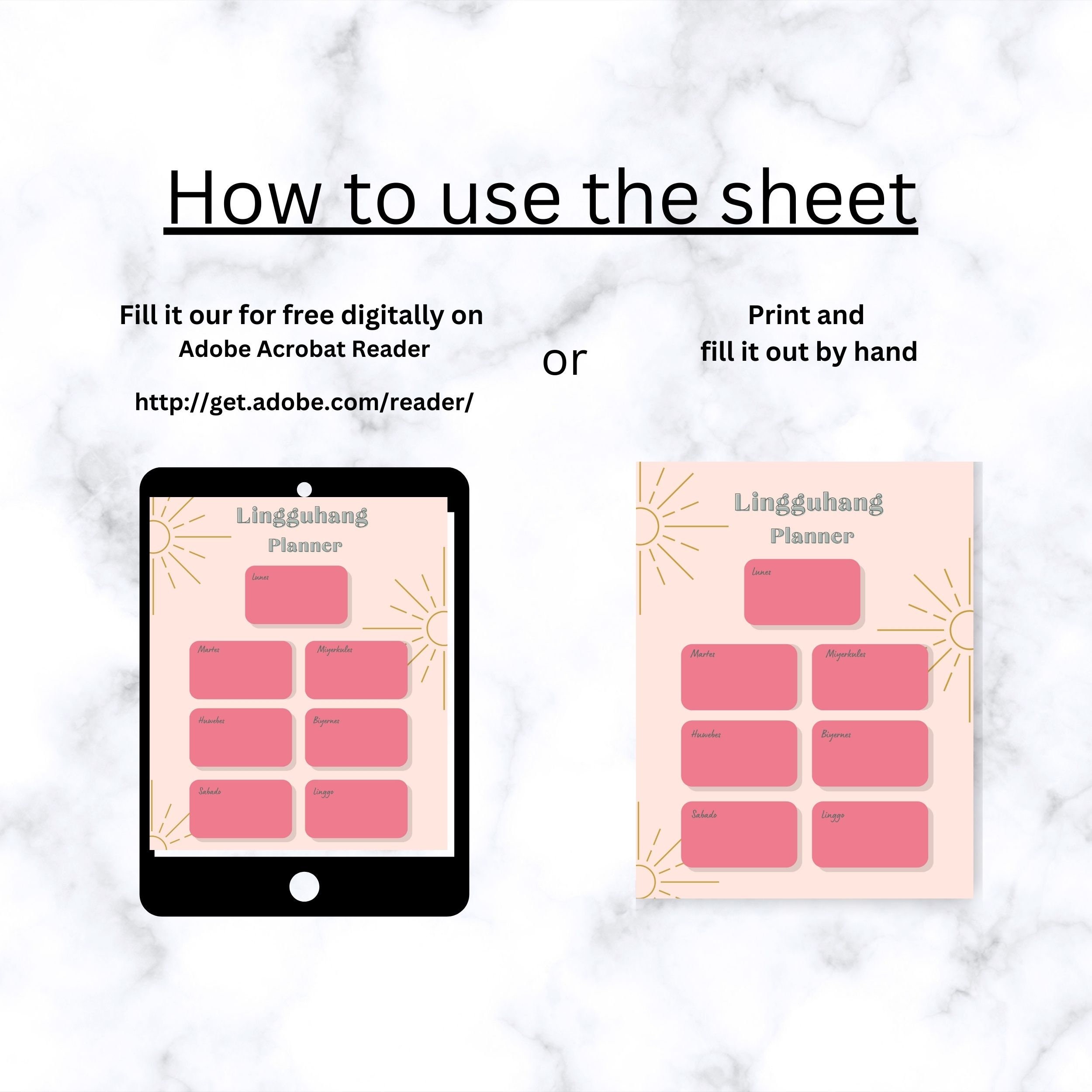 Lingguhang Planner, Weekly Planner Written in Tagalog Words: Lunes ...
