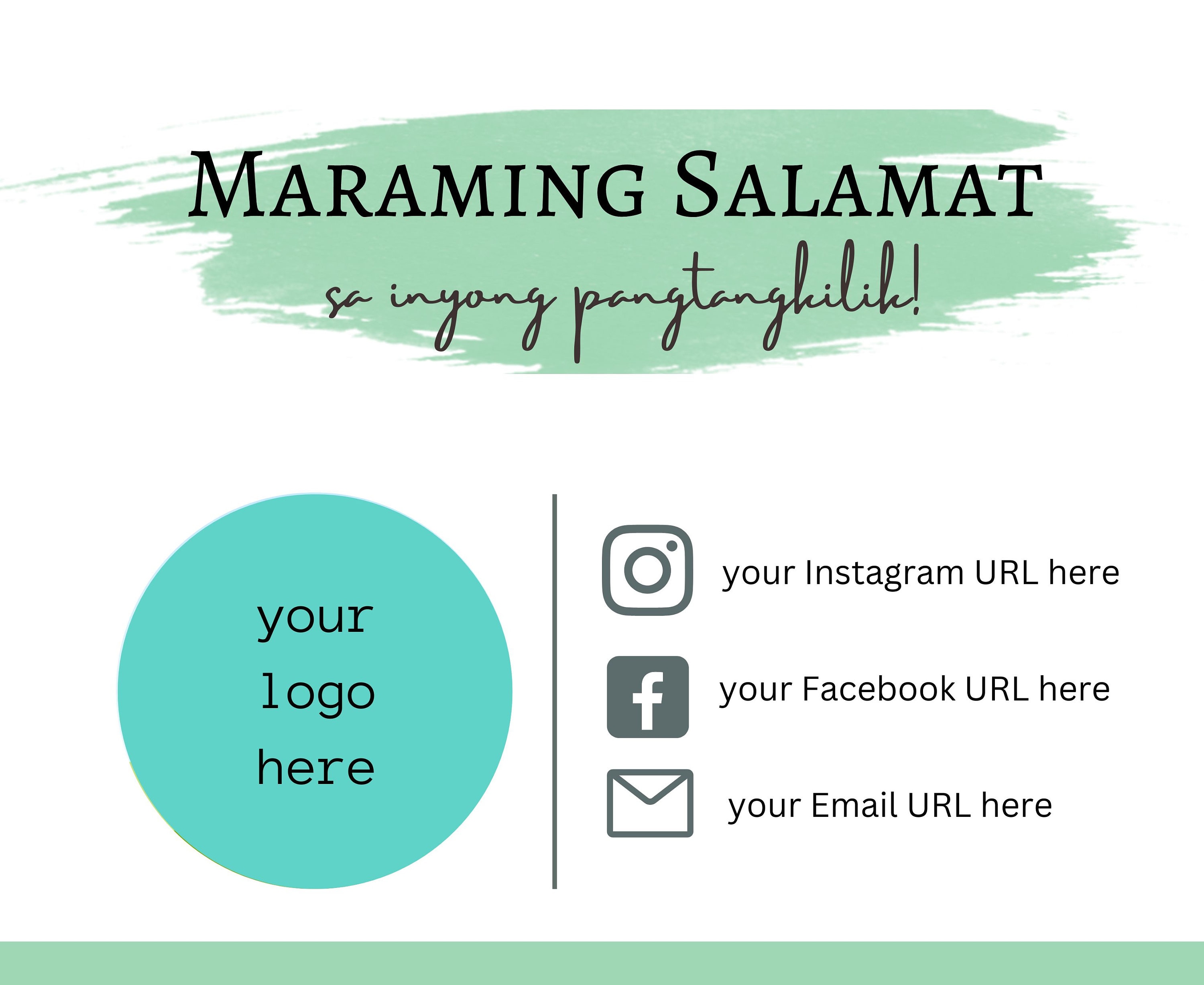 Maraming Salamat Business Thank You Card Template - Etsy