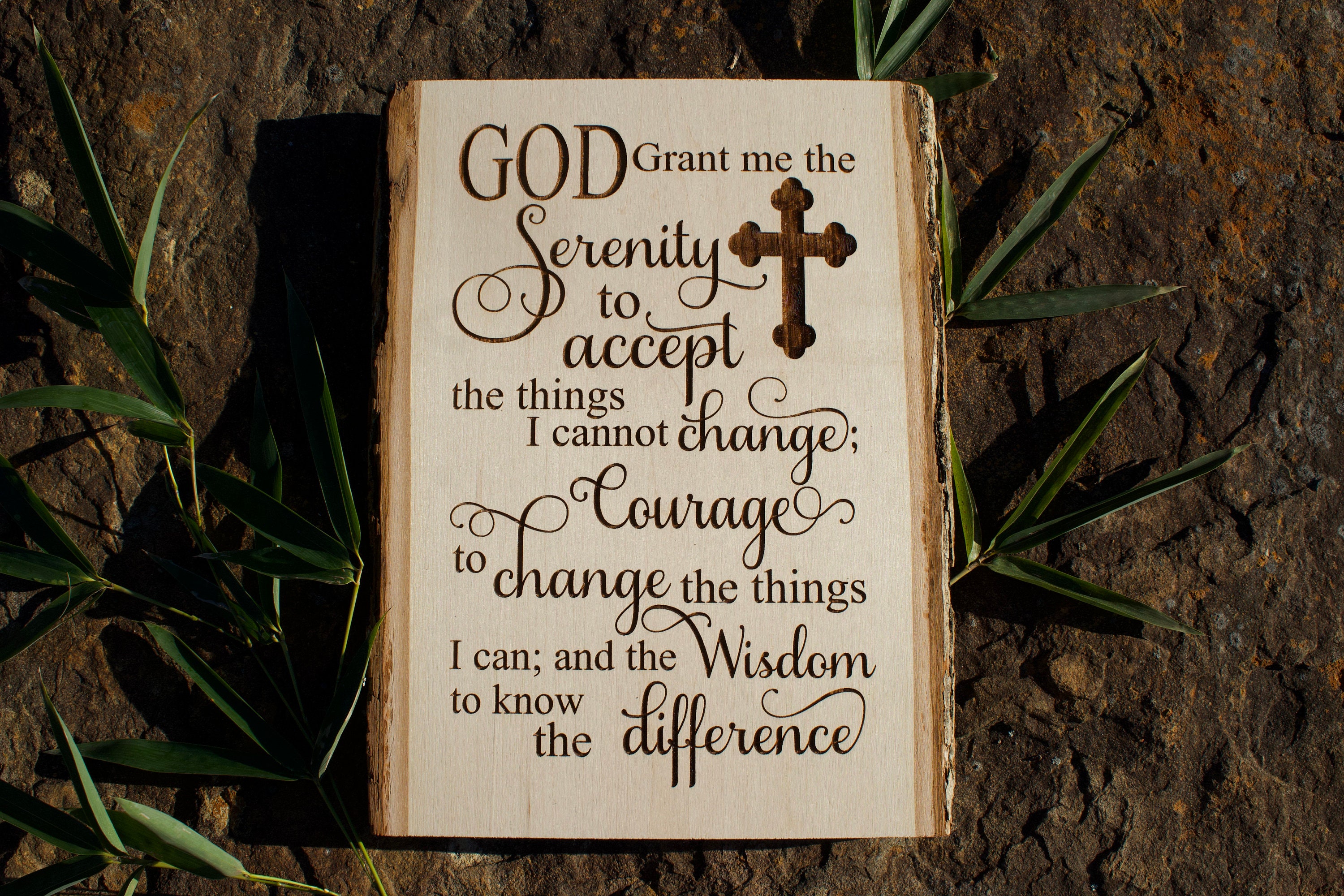 The Serenity Prayer Engraved Live Edge Wooden Sign, Personalized Rustic ...