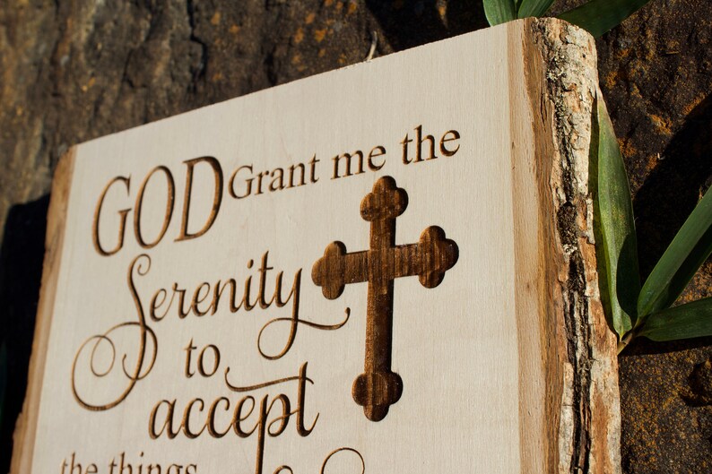 The Serenity Prayer Engraved Live Edge Wooden Sign, Personalized Rustic ...