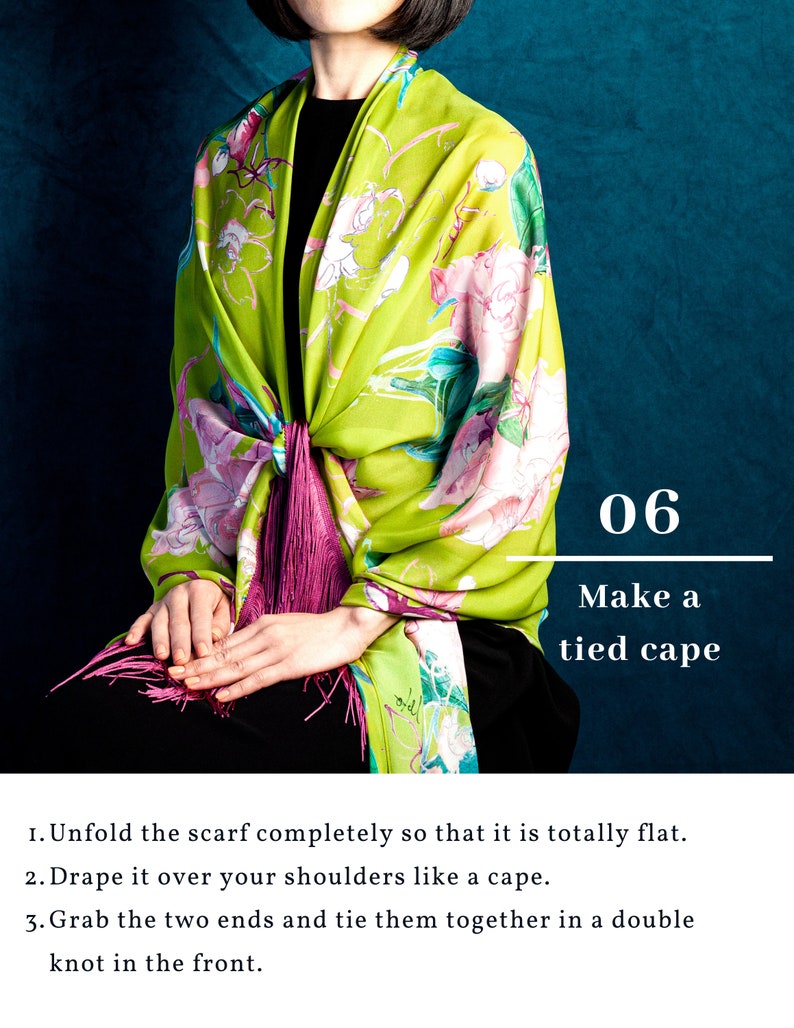 Silk Scarf love in a Mist With Fringe Can Be Worn 8 Ways click on ...