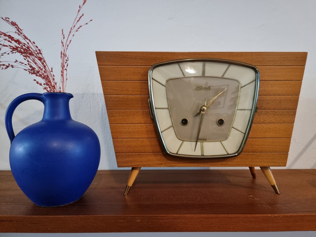 Hermle Table Clock Vintage Mid Century - Etsy