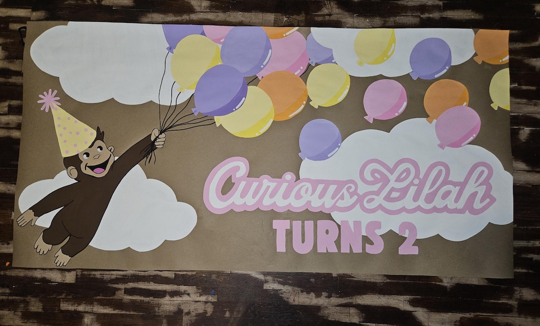 Adventure Monkey Birthday Banner • Monkey Birthday Decor • Cute Curious ...