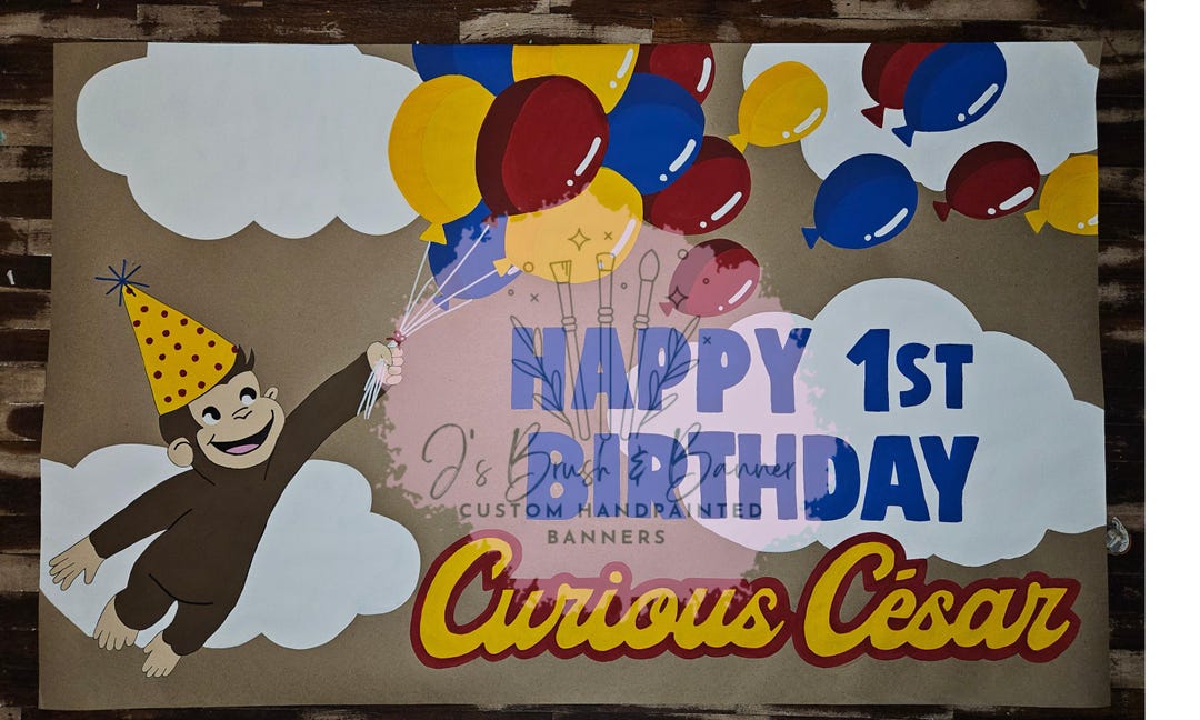 Adventure Monkey Birthday Banner • Monkey Birthday Decor • Cute Curious ...