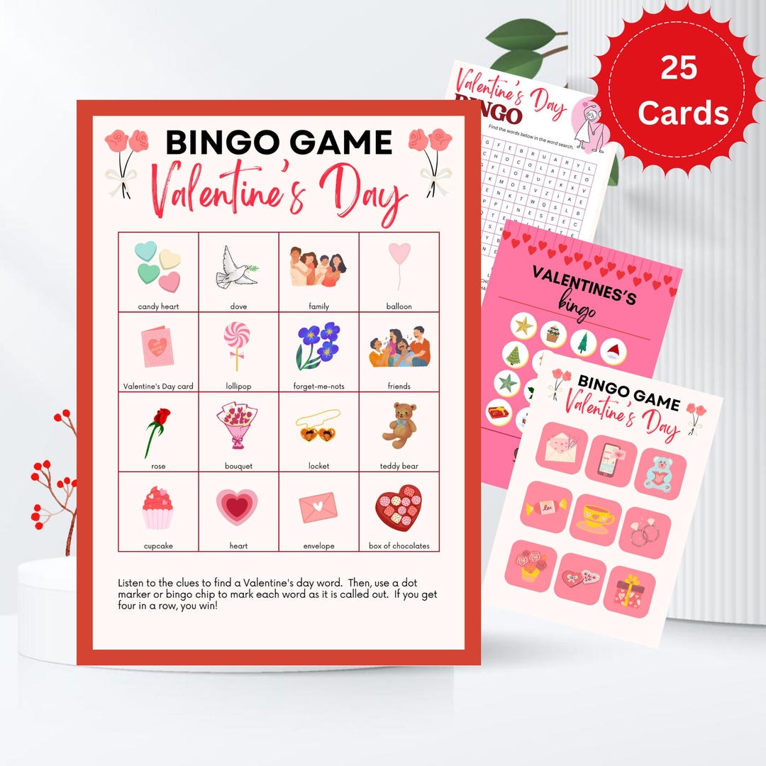 Printable Valentine's Day BINGO, Instant Download, Valentine Party ...