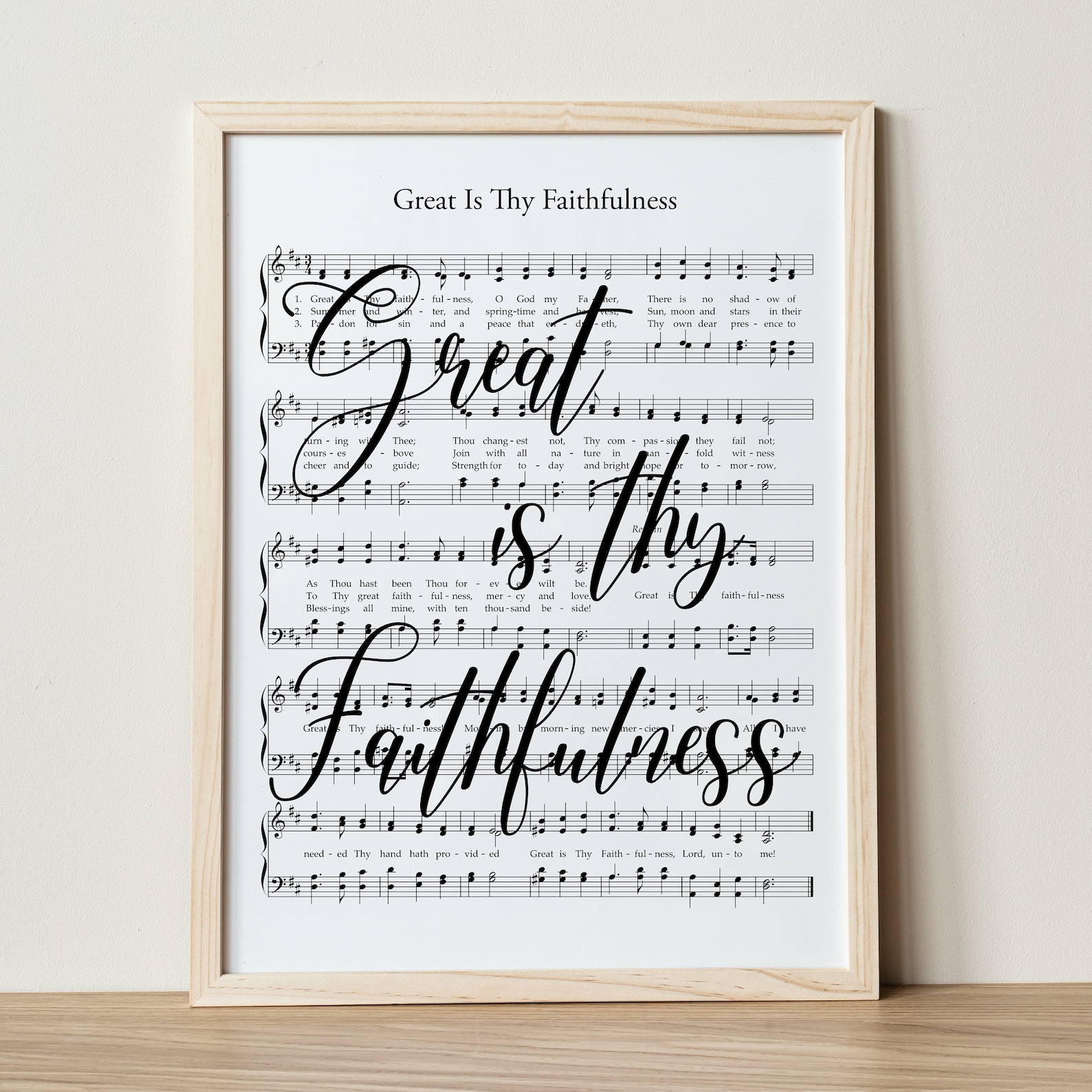 Great is Thy Faithfulness Hymn, Hymn Music Sheet, Large Print Music Art ...