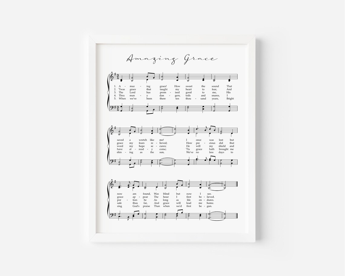 Amazing Grace Hymn Print, Hymn Prints, Large Print Sheet Music ...