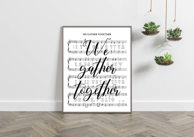 We Gather Together Hymn, Hymn Prints, Hymn Wall Art, Thanksgiving Hymns ...