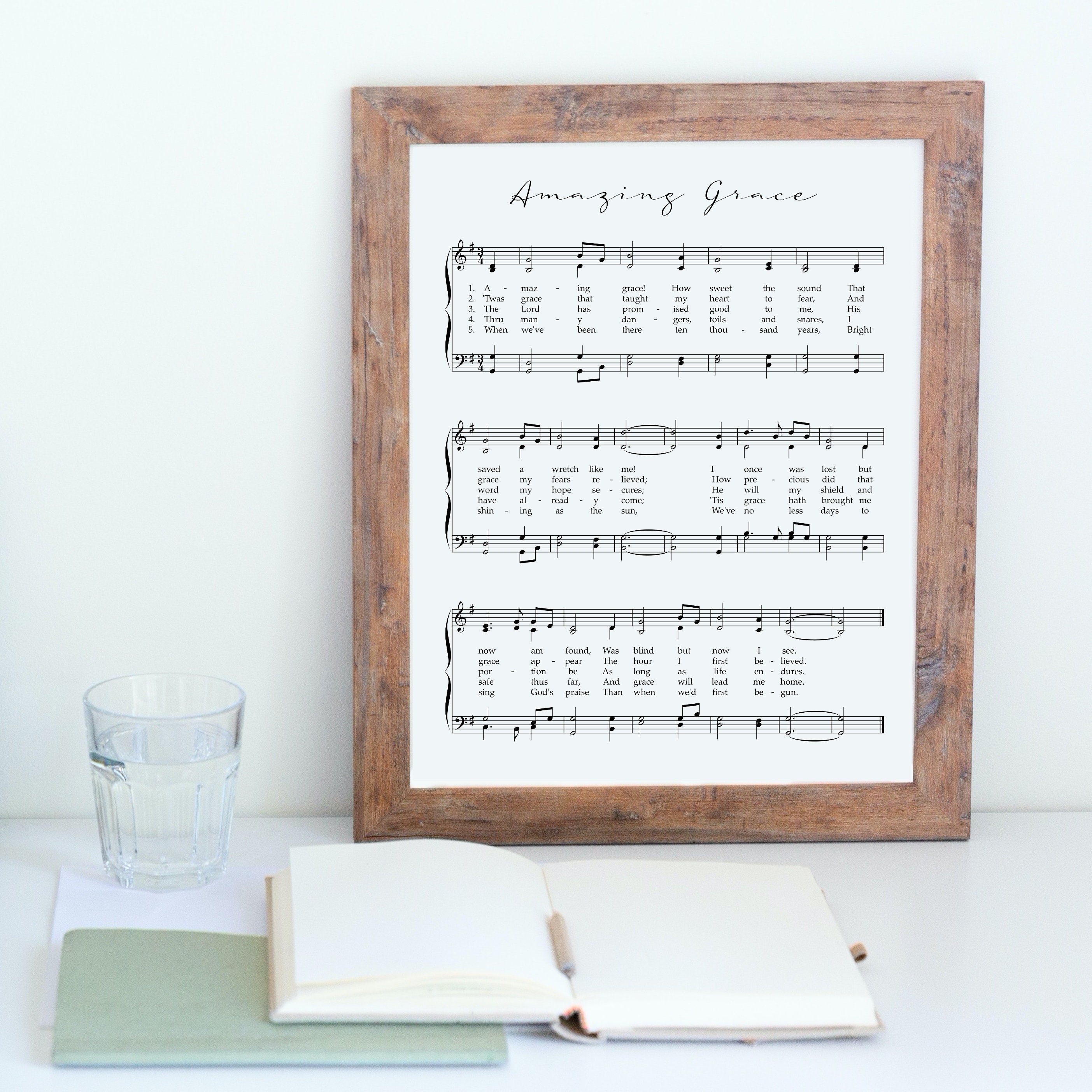 Amazing Grace Hymn Print, Hymn Prints, Large Print Sheet Music ...
