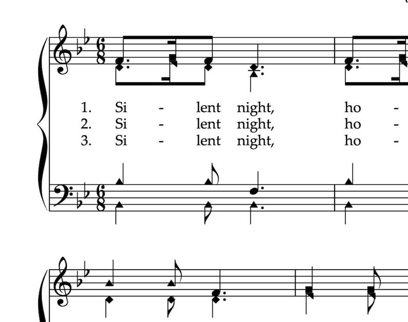 Silent Night Hymn, Shape Note Music, Christmas Decor, Hymn Prints ...