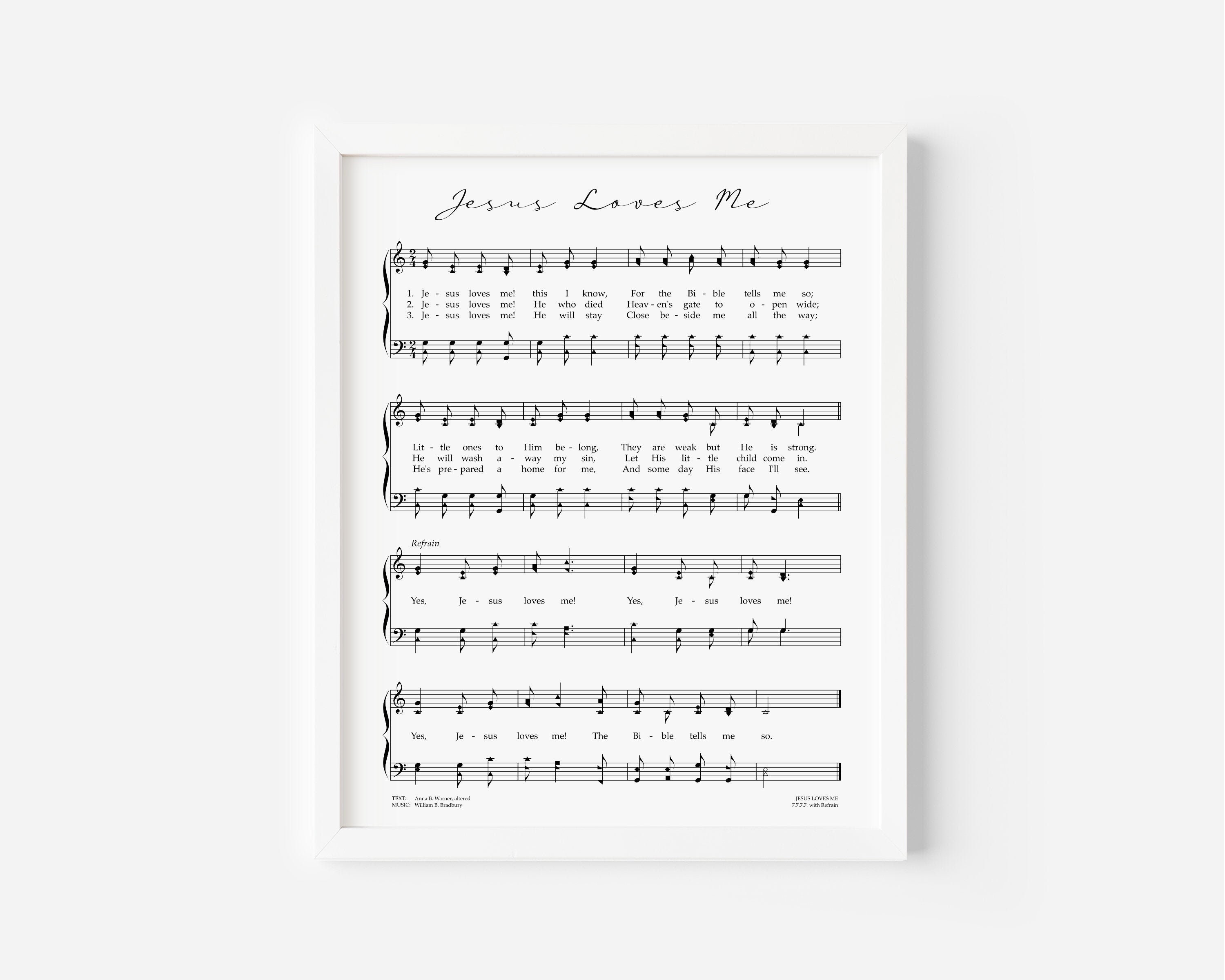 Jesus Loves Me Hymn Print, Shape Note, Nursery Decor, Children Hymns ...