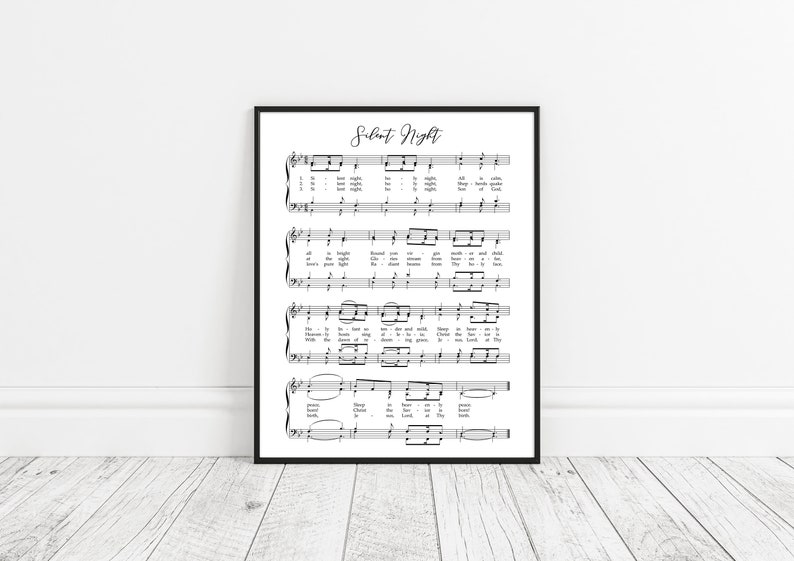 Silent Night Hymn, Shape Note Music, Christmas Decor, Hymn Prints ...
