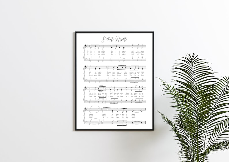 Silent Night Hymn, Shape Note Music, Christmas Decor, Hymn Prints ...