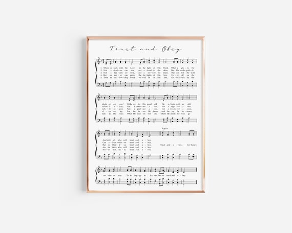 Trust And Obey Hymn Print Solfege Print Antique Hymn Etsy