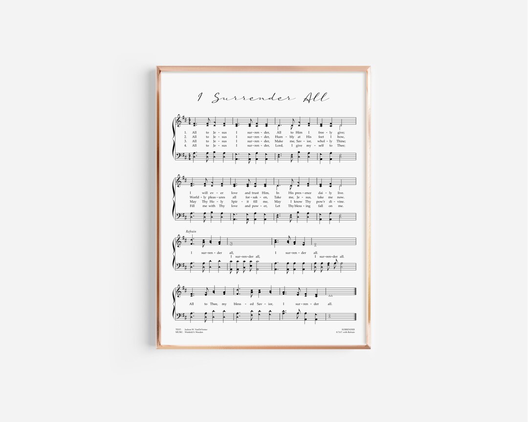 I Surrender All Hymn Print, Shape Note, Printable Hymn, Hymnal Page ...