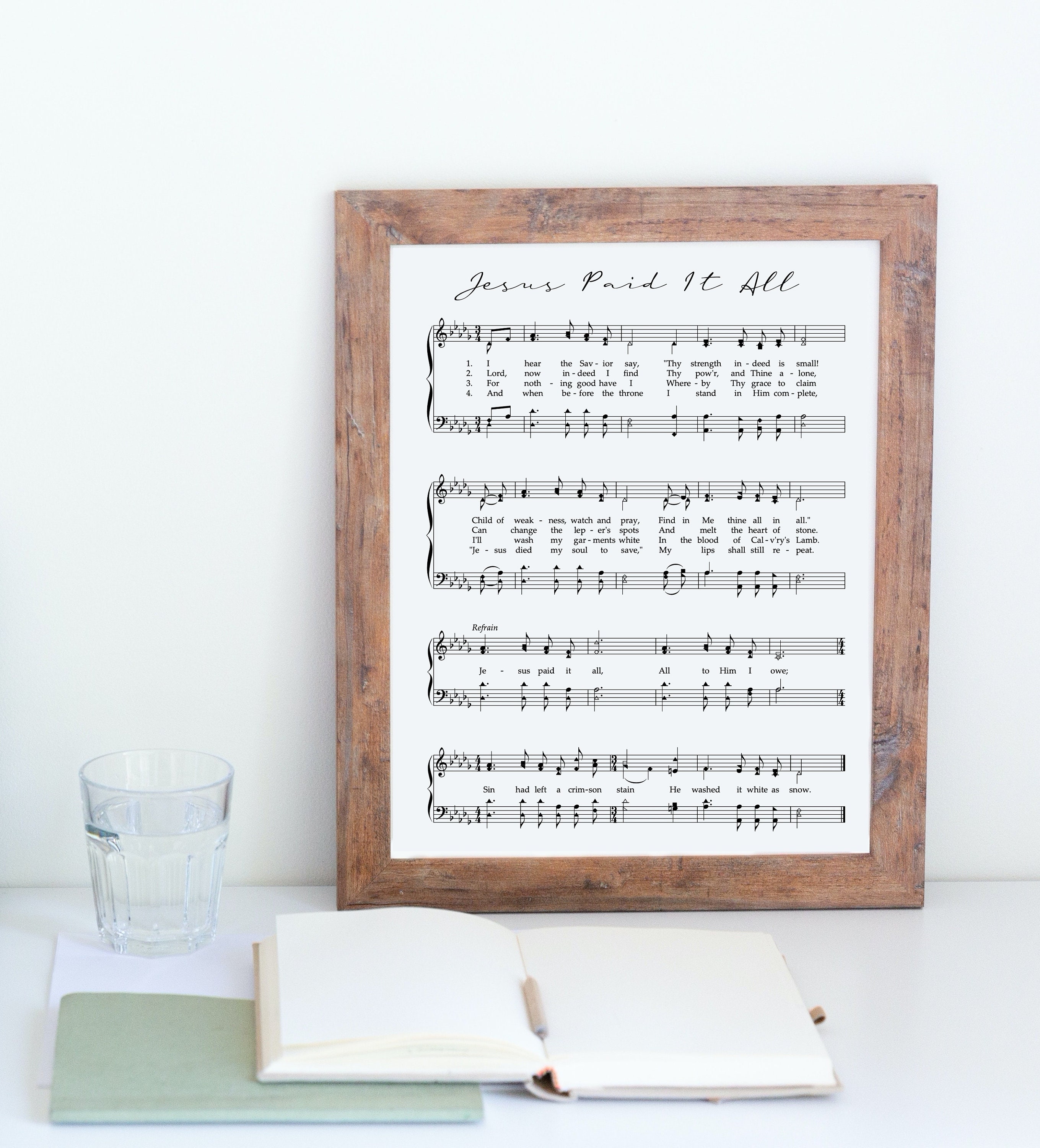 Jesus Paid It All Hymn Print, Shape Note Hymn, Hymn Prints, Printable ...