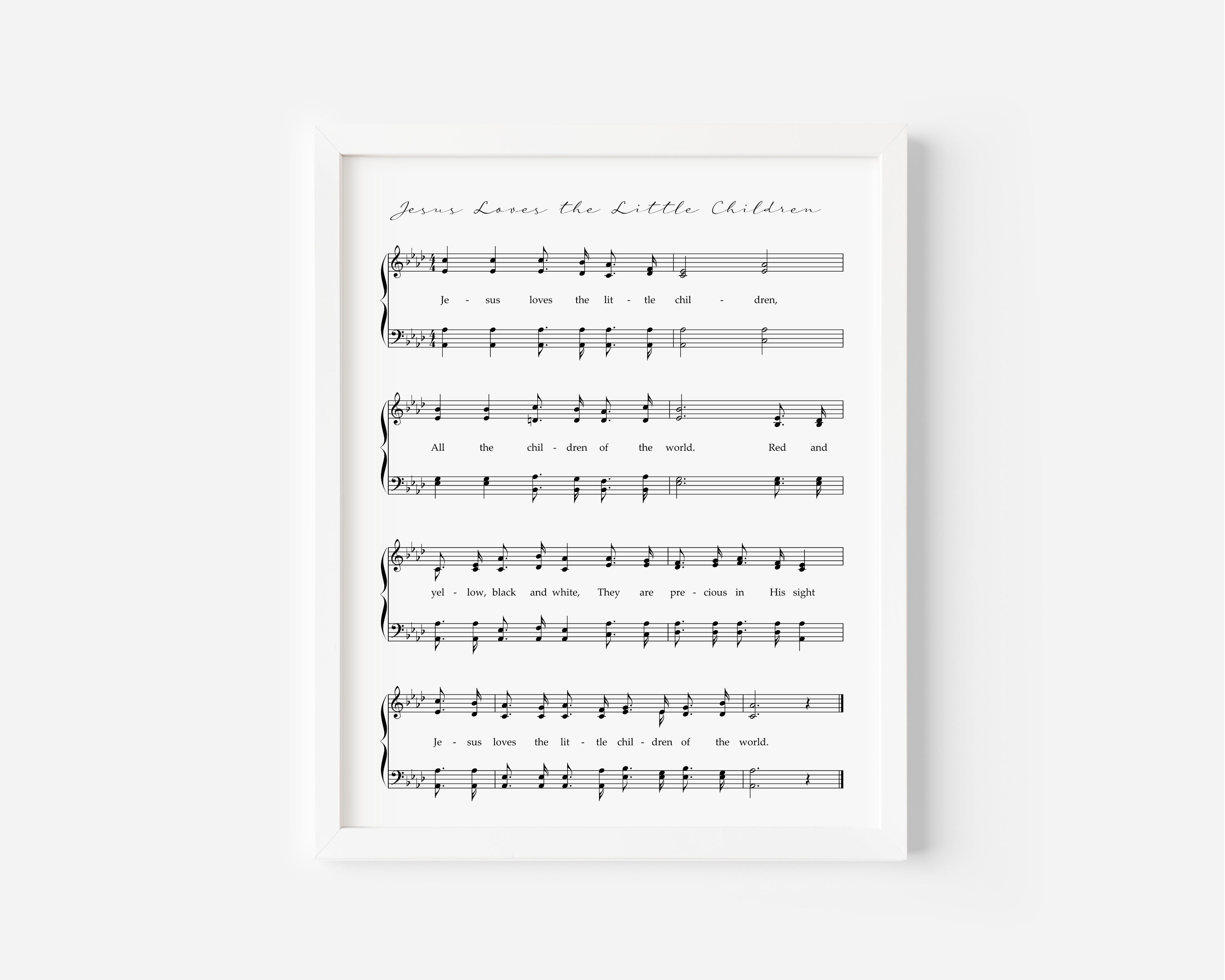 Jesus Loves the Little Children Hymn Print, Nursery Decor, Kids Room ...