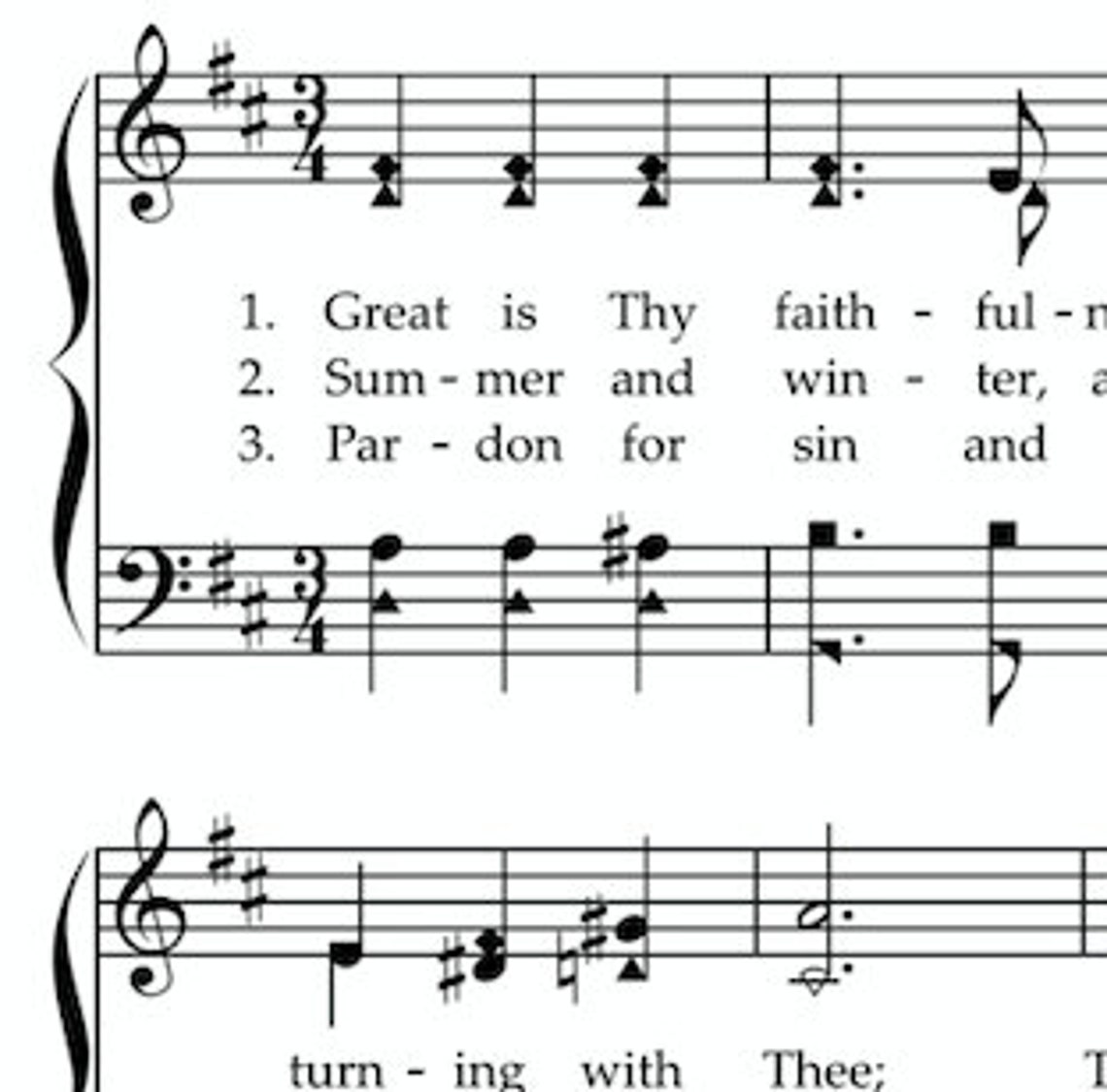 Great is Thy Faithfulness Hymn Print Shape Note Hymn | Etsy