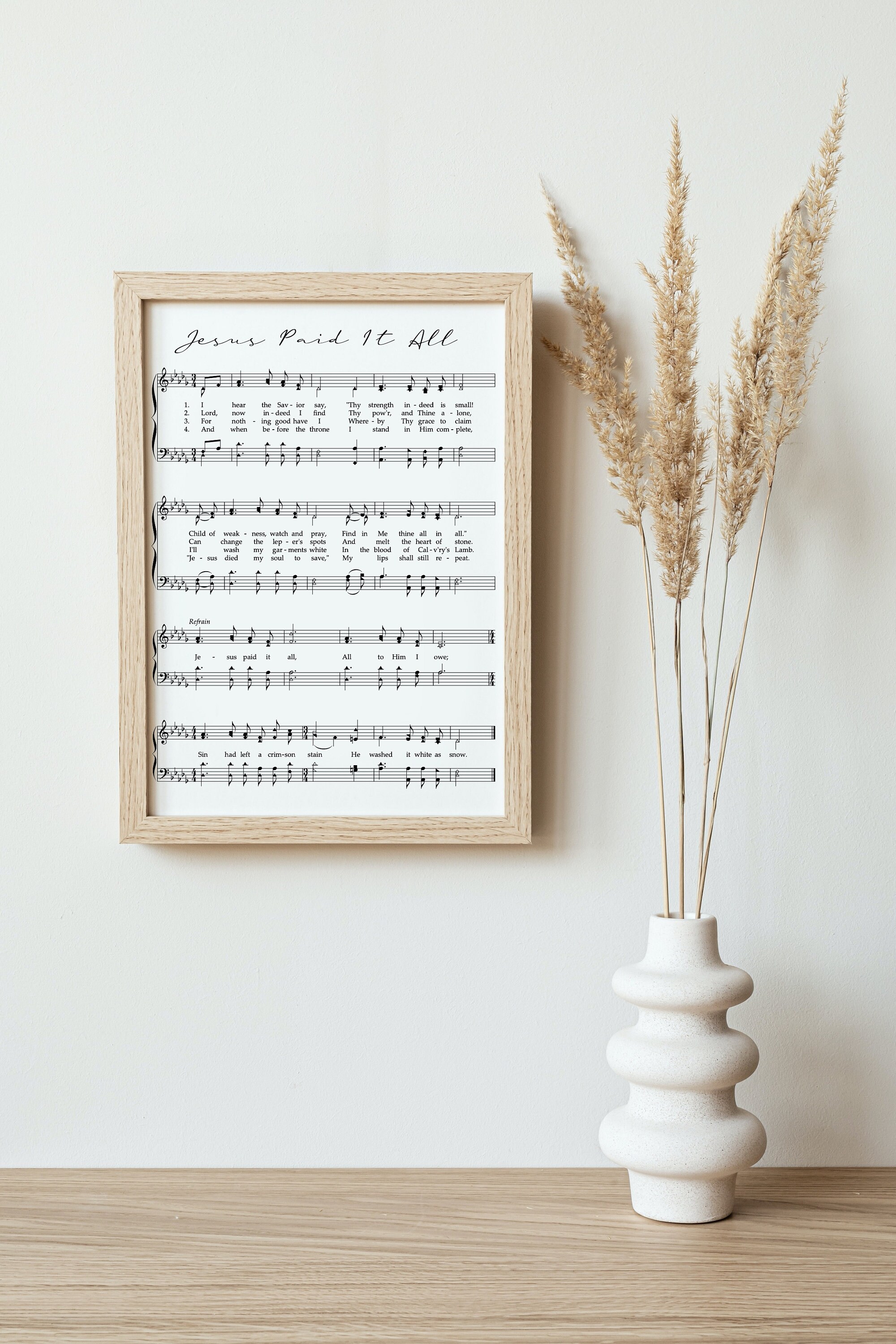 Jesus Paid It All Hymn Print, Shape Note Hymn, Hymn Prints, Printable ...