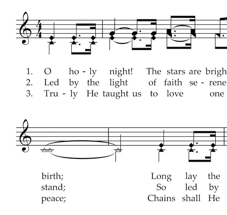 O Holy Night Hymn Shape Note Music Christmas Hymns Hymn - Etsy