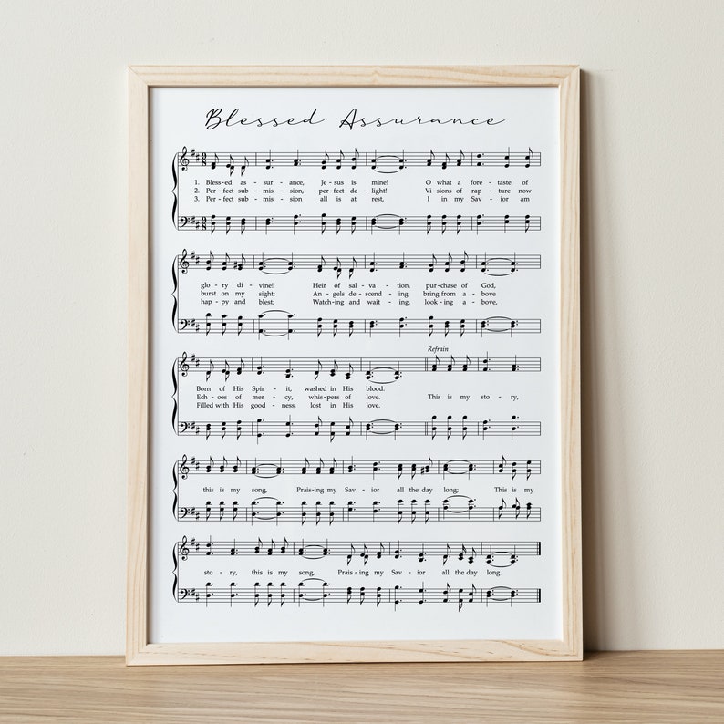 Blessed Assurance Hymn, Hymn Prints, Printable Hymn Page, Hymn Wall Art ...