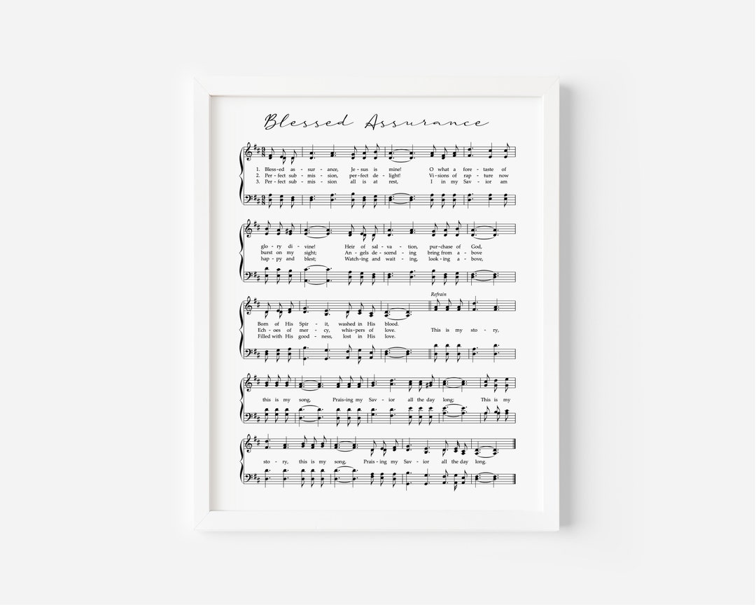 Blessed Assurance Hymn, Hymn Prints, Printable Hymn Page, Hymn Wall Art ...