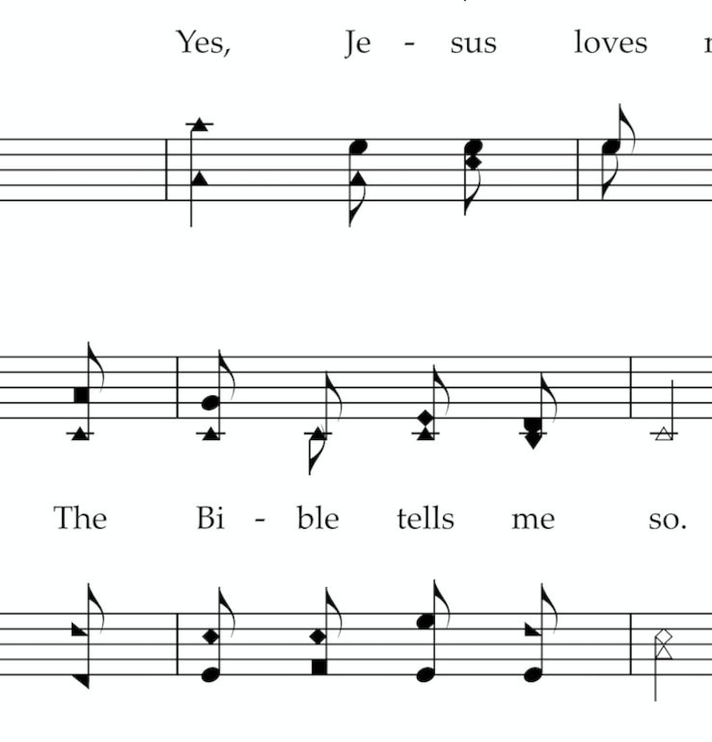 Jesus Loves Me Hymn Print Shape Note Nursery Decor Children - Etsy